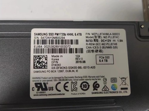 SAMSUNG PM1725B 6.4TB NVME SSD PCIE 3.0 HHHL AIC MZPLL6T4HMLA-000D3 MZ ...