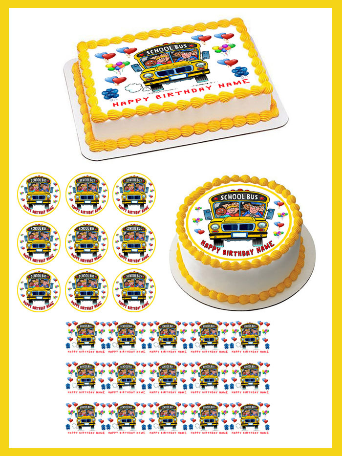 School Bus - Edible Cake Topper OR Cupcake Topper, Decor | eBay