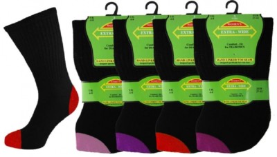 Ladies Diabetic EXTRA WIDE Non Elastic Socks with "Hand Linked Toes ...