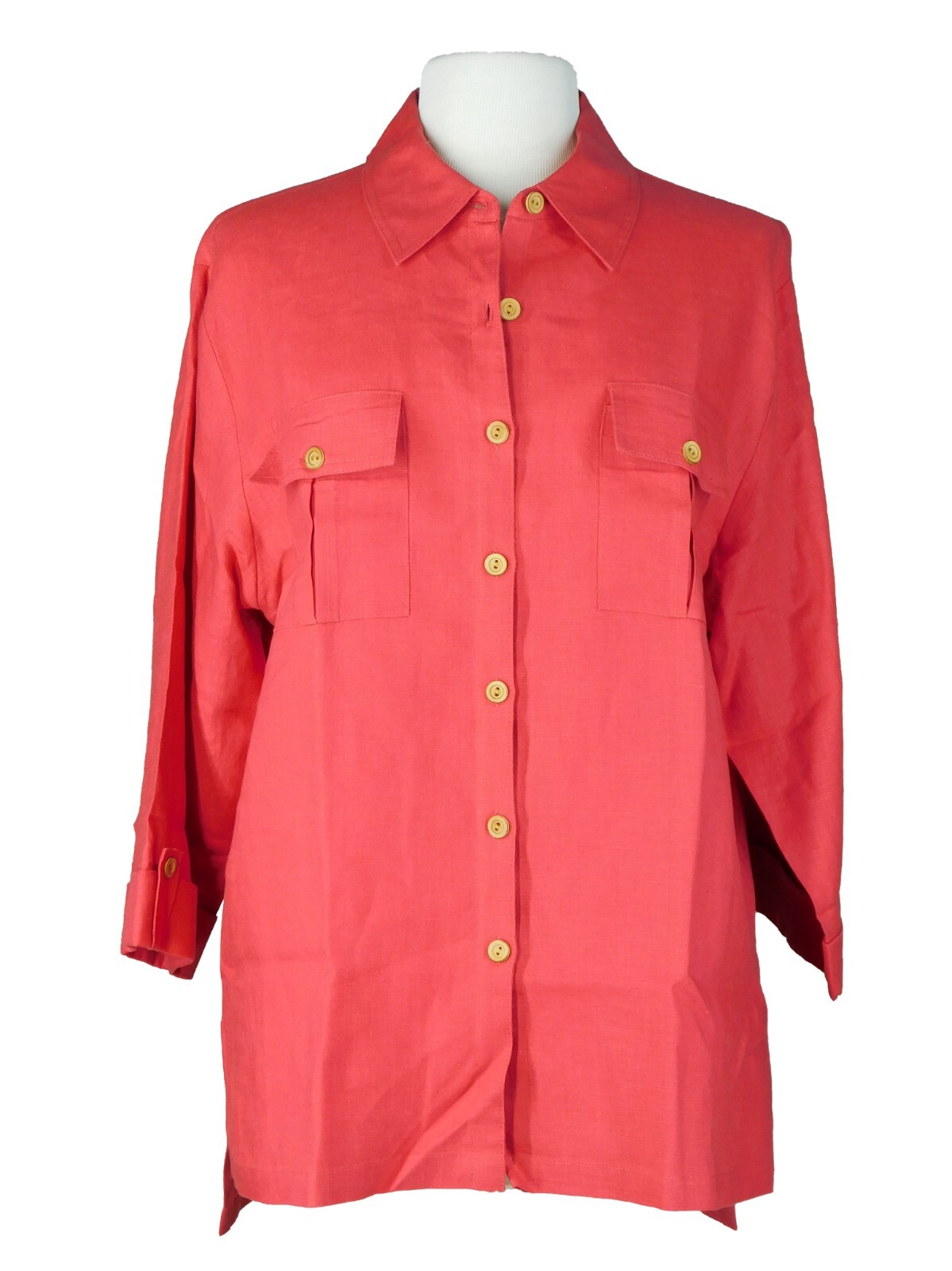 David Dart Collection 100% Linen Dark Pink Blouse Top 3/4 Sleeve Size ...