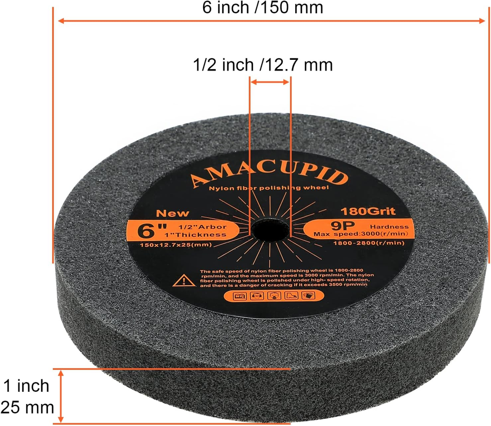 Deburring Wheel, Nylon Fiber Buffing Wheel 9P Hardness, 6 inch. for ...