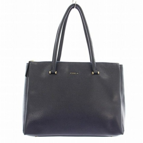 Furla Lotus 203022 tote bag leather logo navy KU Used ...