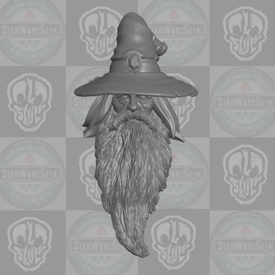 Classic big hat wizard custom head for 1:6 1:10 1:12 1:18 fantasy ...