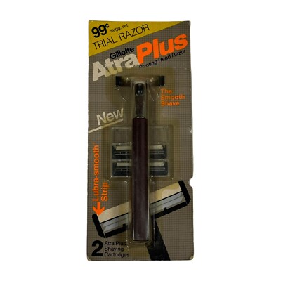 Vintage 1985 Gillette Atra Plus Pivoting Head Razor 2 Cartridges Shave ...