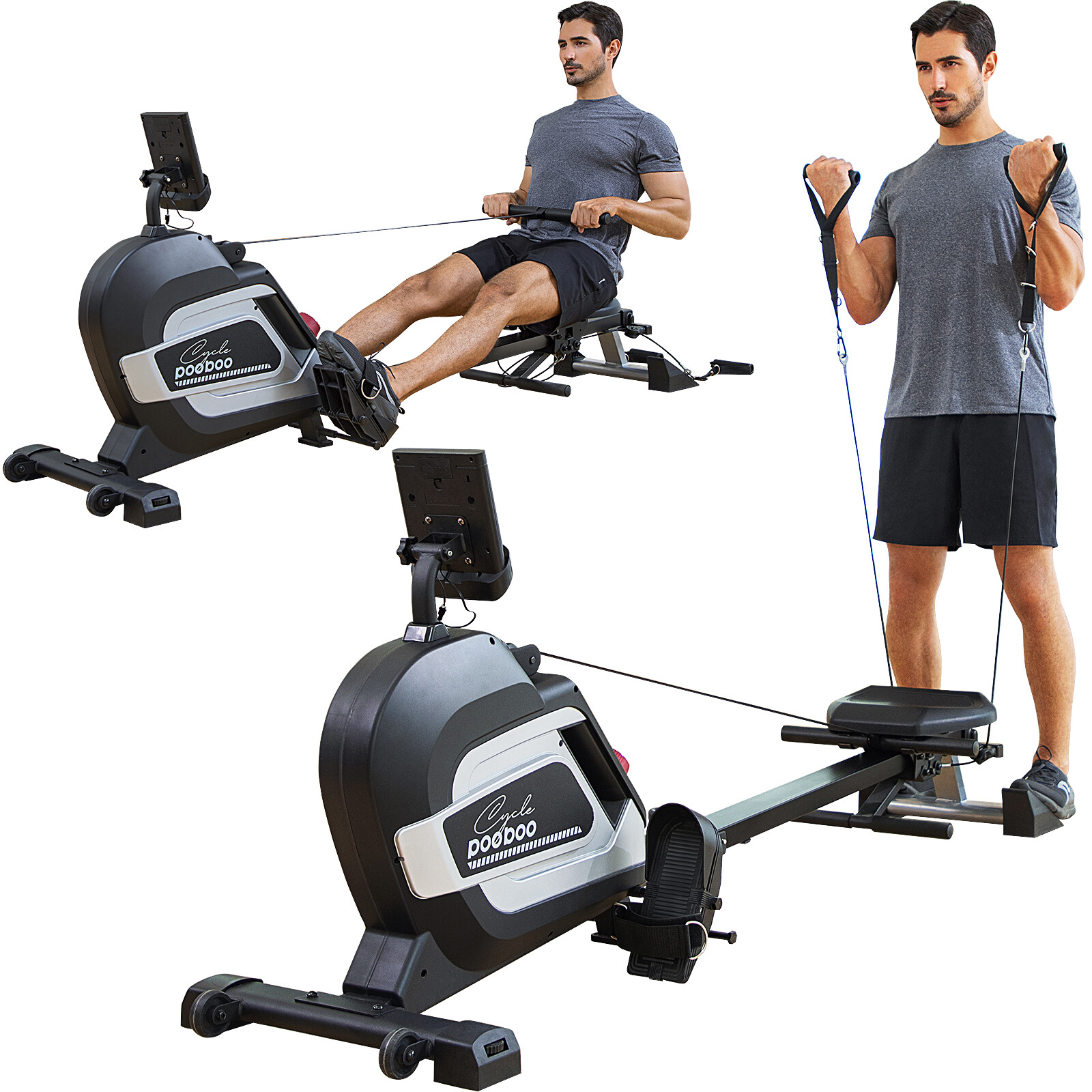 Quiet Magnetic Rowing Machine Rower 16 Levels Cardio Home Gym Exercise ...