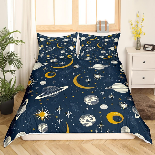 Kids Boys Space Themed Bedding Set Galaxy Outer Space Duvet Cover Set ...