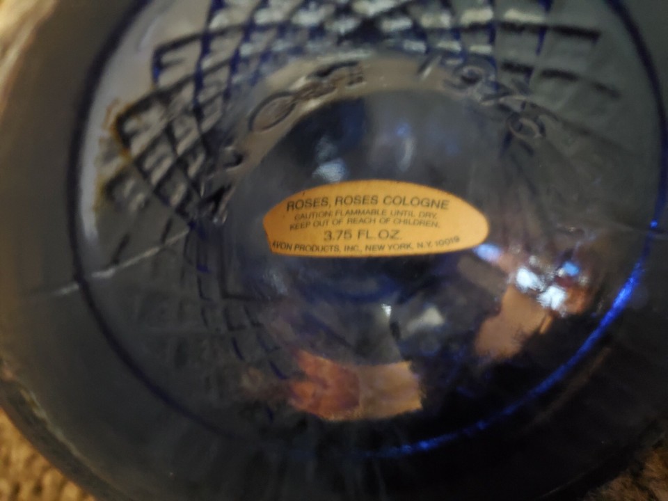 Vintage Avon Blue Glass Bell ~ Roses, Roses Cologne Empty Decanter | eBay