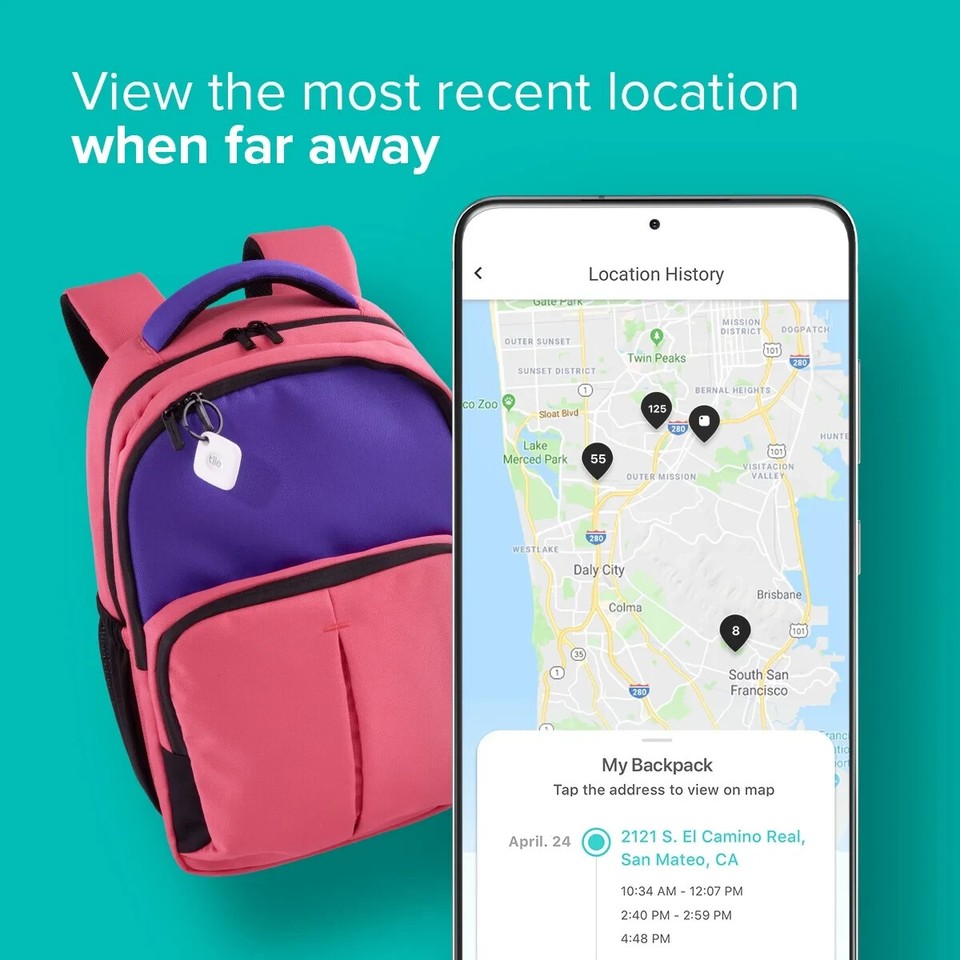 Tile Mate (2022) White Bluetooth Tracker, Keys Finder and Item Locator ...