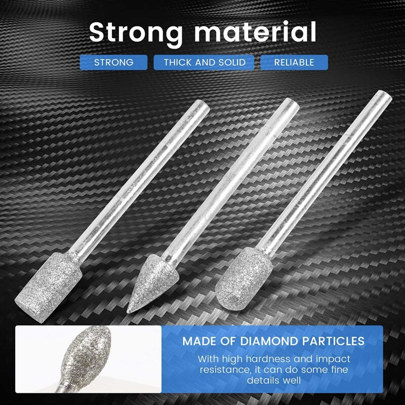 40 Pieces Diamond Burr Bits Stone Carving Set for Tool with 1/8 Inch ...