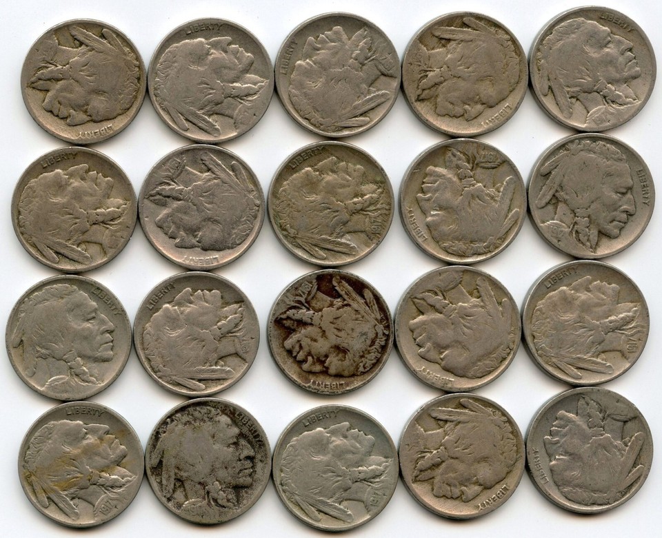 1917 Buffalo Nickels 40-Coin Roll - Philadelphia Mint - Lot Collection ...