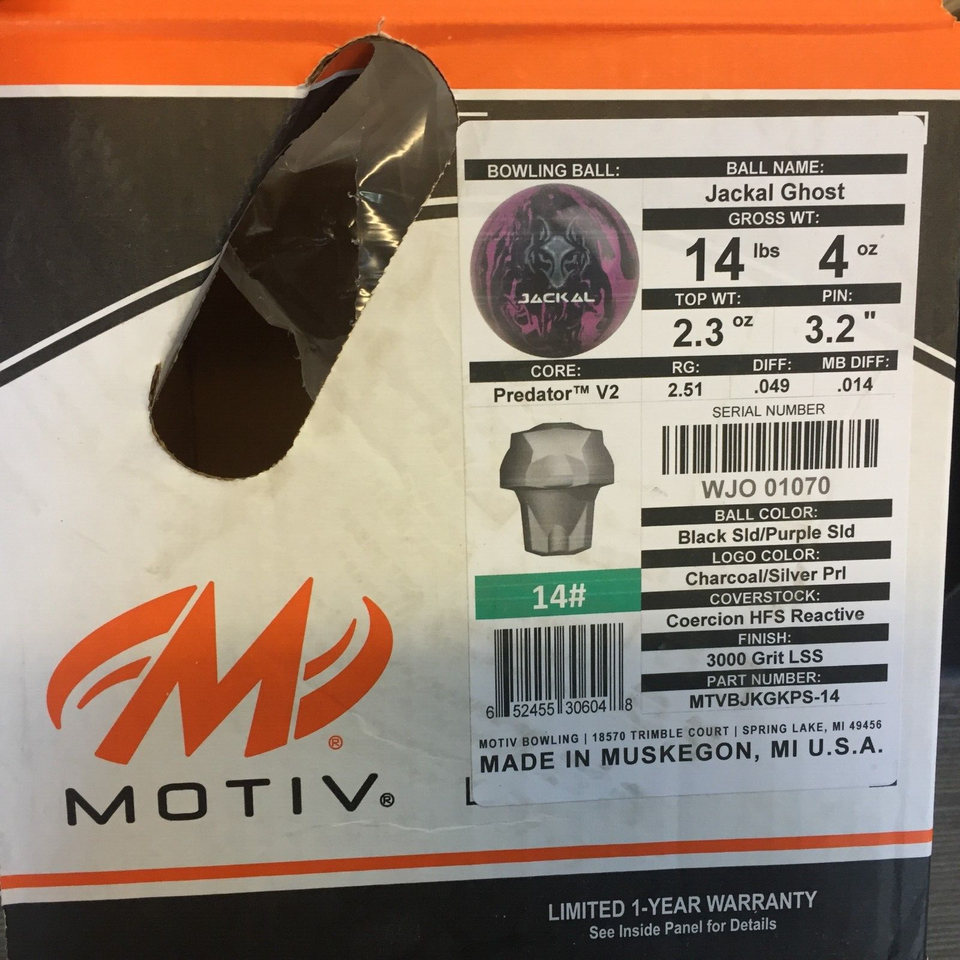 Motiv Jackal Ghost Bowling Ball 14 LB. 1ST QUAL new in box #070 | eBay