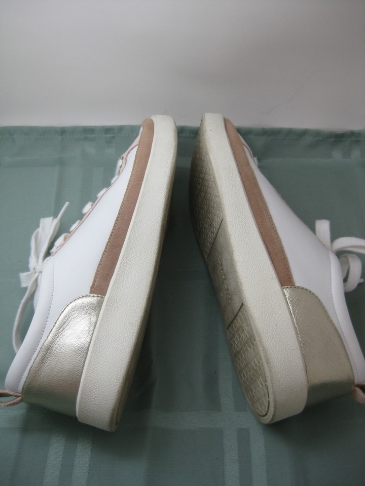 Vionic Winny Sneakers Women's US 8.5 White Gold Leather Camel Suede ...