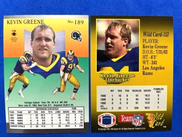 NFL - Kevin Greene 1991 Fleer Ultra & 1991 Wild Card Football - Rams | eBay
