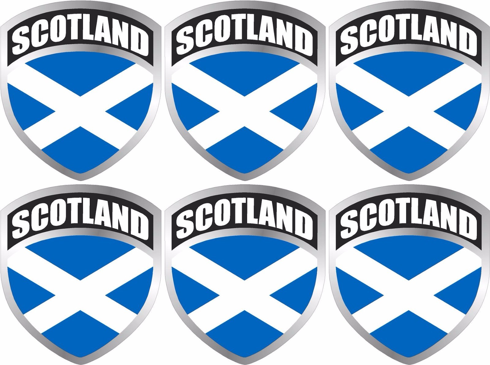6 - 2" x 1.7" Scotland Flag Shield Decal Scottish Badge Vinyl Hard Hat ...