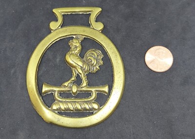 Vintage Brass Horse Medallion. Rooster. | eBay