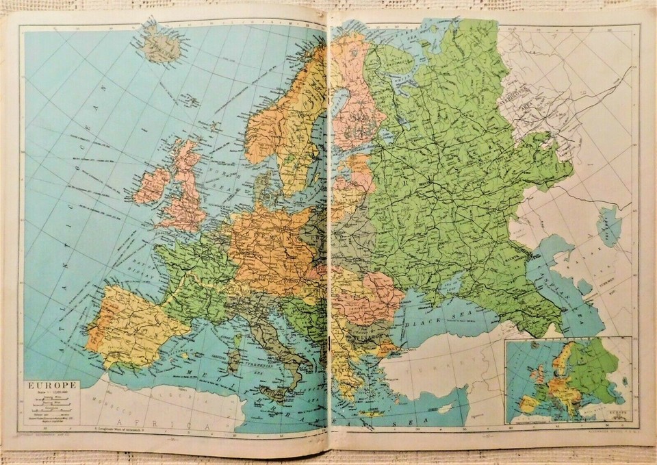 VINTAGE WWII ERA - THE FAMOUS WORLD ATLAS - ALEXANDER GROSS GEOGRAPHIA ...