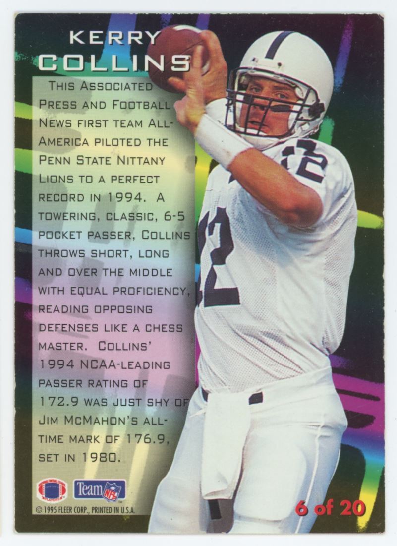 1995 Fleer NFL Prospects Kerry Collins Carolina Panthers #6 | eBay