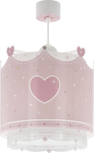 Lampada Da Soffitto per Bambini Little Queen Corona Di Cuori Rosa ...