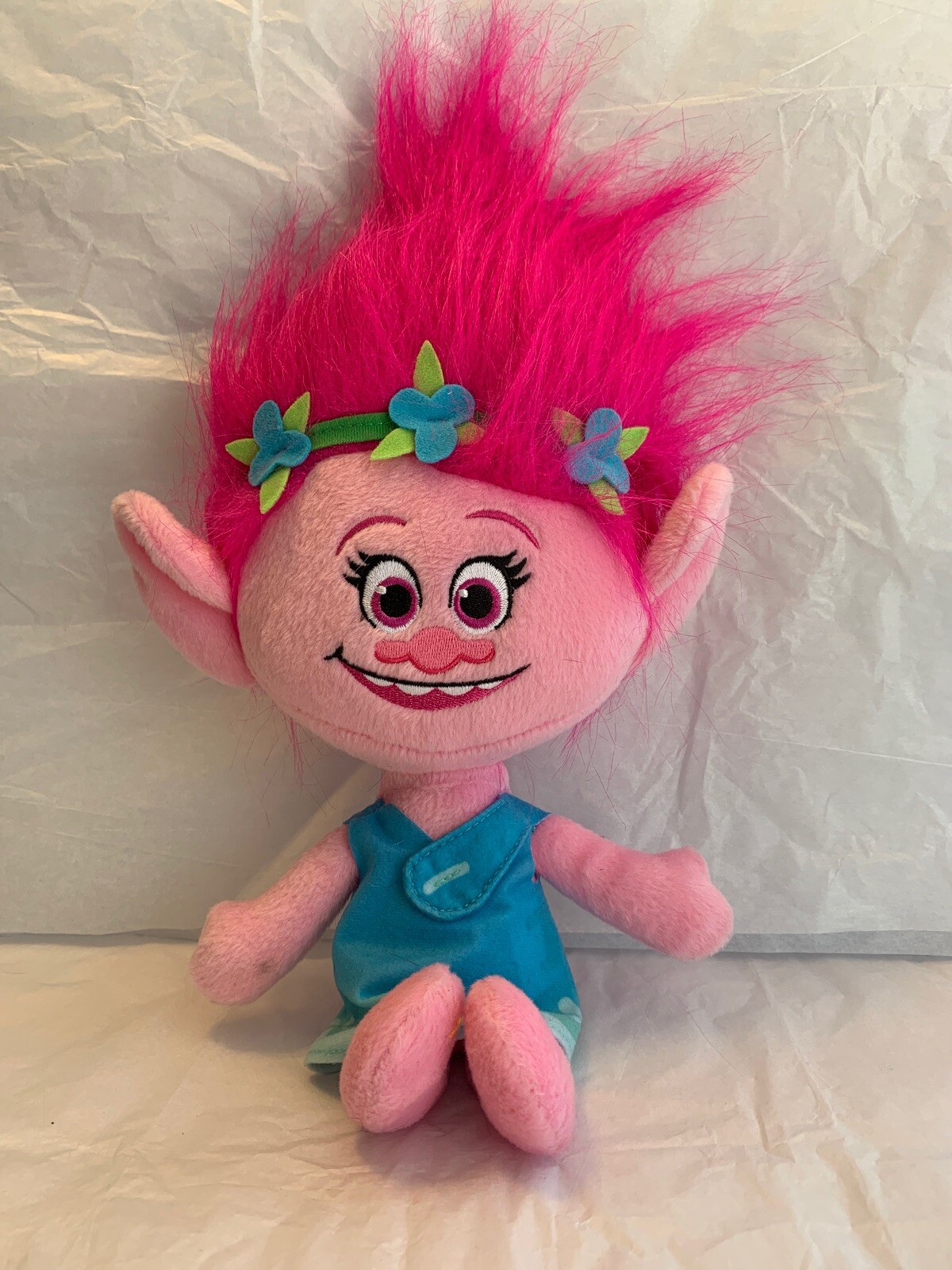 DreamWorks Trolls Movie Princess Poppy Plush Doll Toy 14” Pink Blue ...