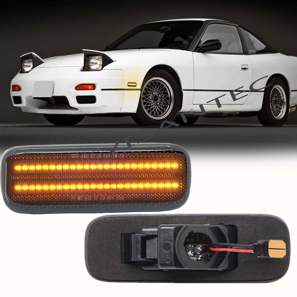 For 1989-1994 Nissan 240SX S13 Smoked Amber LED Front Side Marker ...