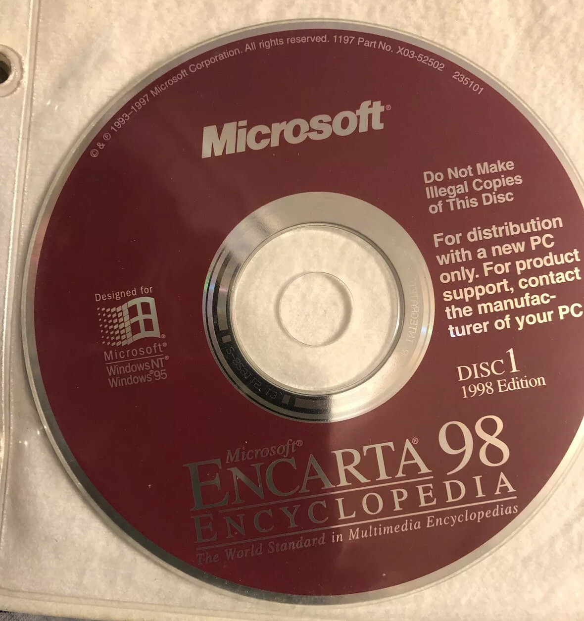 Microsoft Encarta 98 Encyclopedia Disc 1 & 2 | eBay