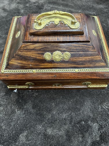 Vintage BM Handicrafts, Kochi Rose Wood and Brass Metal Dome Jewelry ...