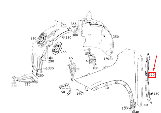 MERCEDES-BENZ B W247 Front Left Fender Rear Gap Cover A2478890000 ...