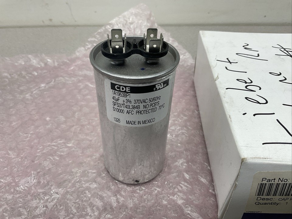 NEW Emerson 1A19538P1S Round Run Capacitor (40UF/370VAC) | eBay