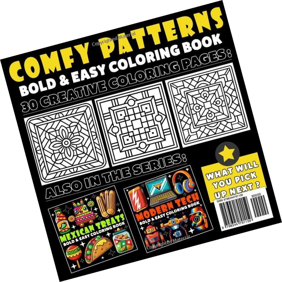 Comfy Patterns Coloring Book | Bold and Easy Coloring Book: 70 Pages ...