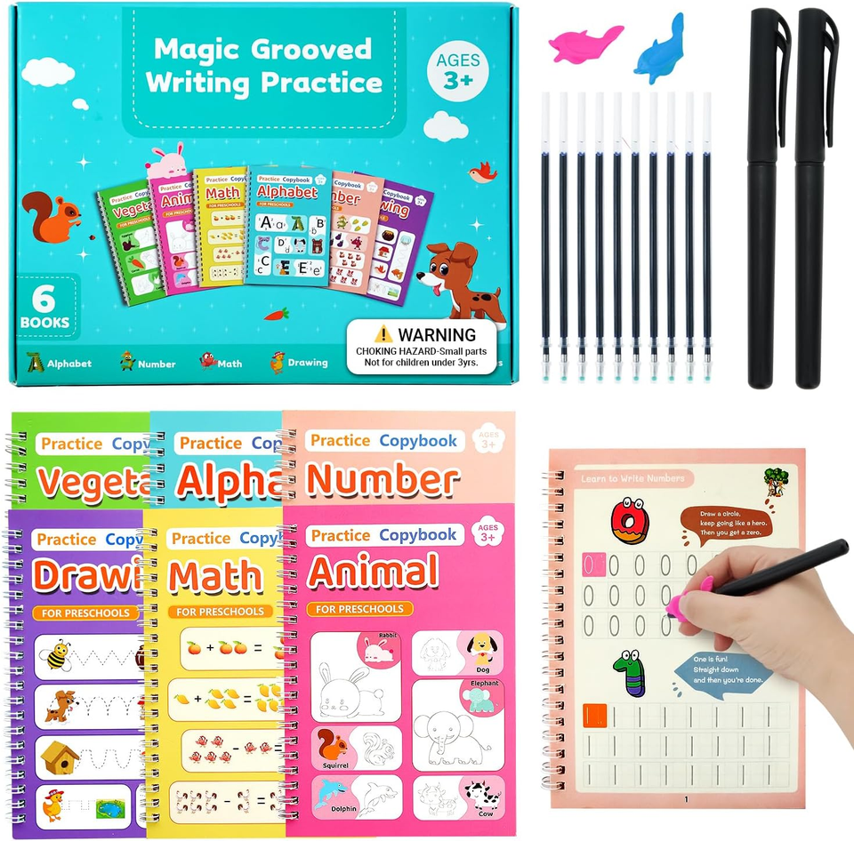 Magic Grooved Writing Practice For Kids Reusable Grooved Handwriting ...