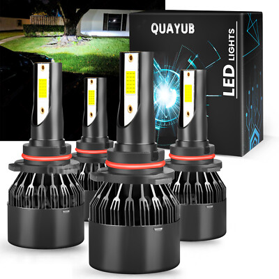 4x 9005 9006 Combo LED Headlight High Low Beam Bulbs 6000K Cool White ...