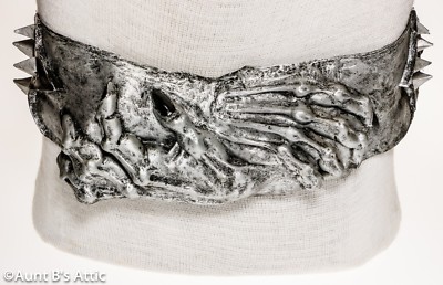 Horror Hand Belt Silver & Blk Latex Folded Hands & Spikes Tie On ...