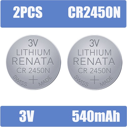 2PCS CR2450N Battery 3V 540mAh Li Button Coin Car Cell New For Renata ...