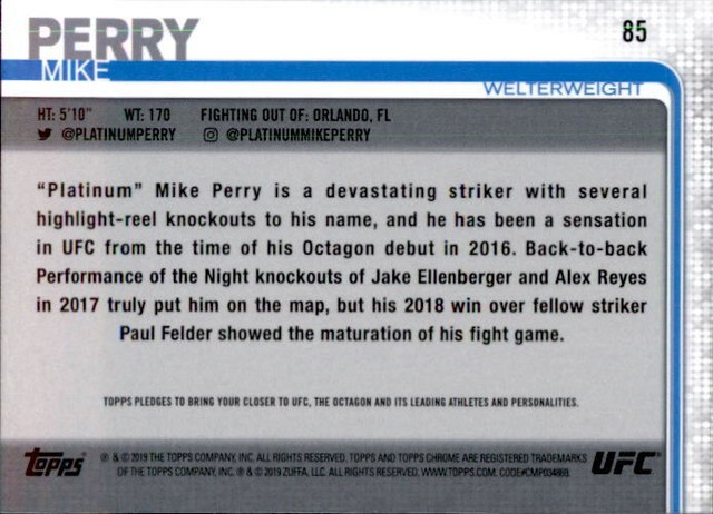 2019 Topps Chrome UFC - #85 Mike Perry for sale online | eBay