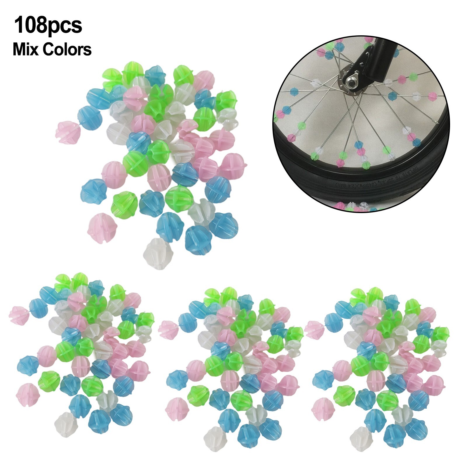 Colorful Bike Spoke Clips Set for Kids 108 Plastic Clips (Random Colors ...