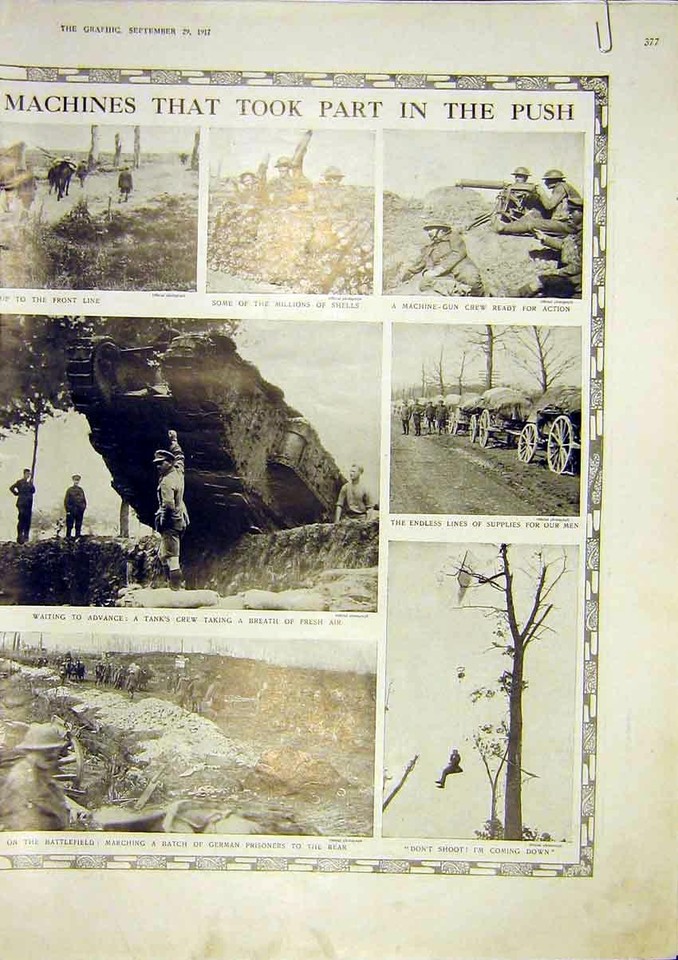 Old Vintage Print Battle Menin Road Men Machines Battlefield Boche 1917 ...