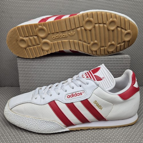 Adidas Samba Super Trainers Men's UK 10 Shoes White Red Leather Retro ...