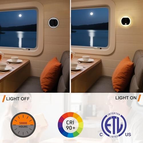 LED 12V RV Wall Sconce Reading Light, 270° Rotatable Spot Light w/ 18W ...
