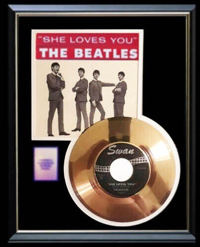 THE BEATLES GOLD RECORD SHE LOVES YOU SWAN 45 RPM NON RIAA AWARD VEE ...
