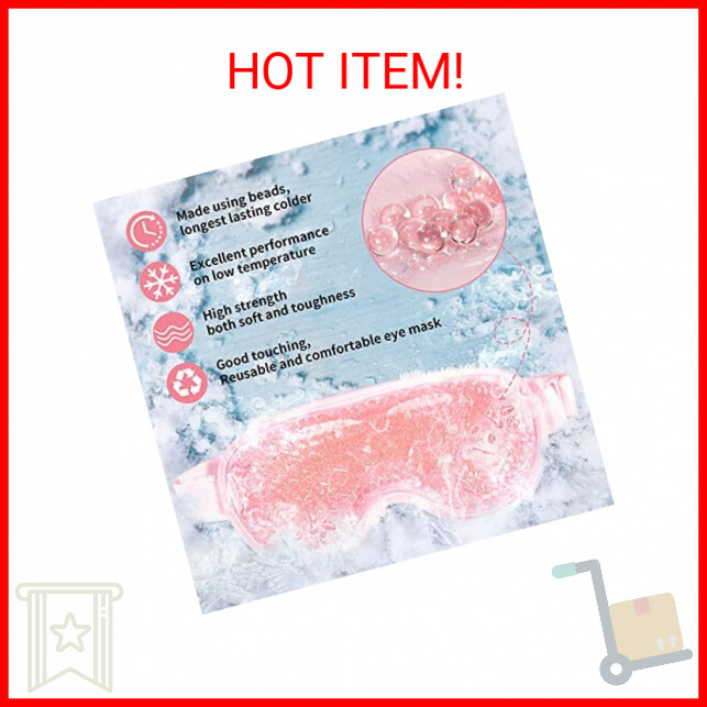 Cooling Eye Mask with Gel Bead, Reusable Cold Compress Ice Pack ...