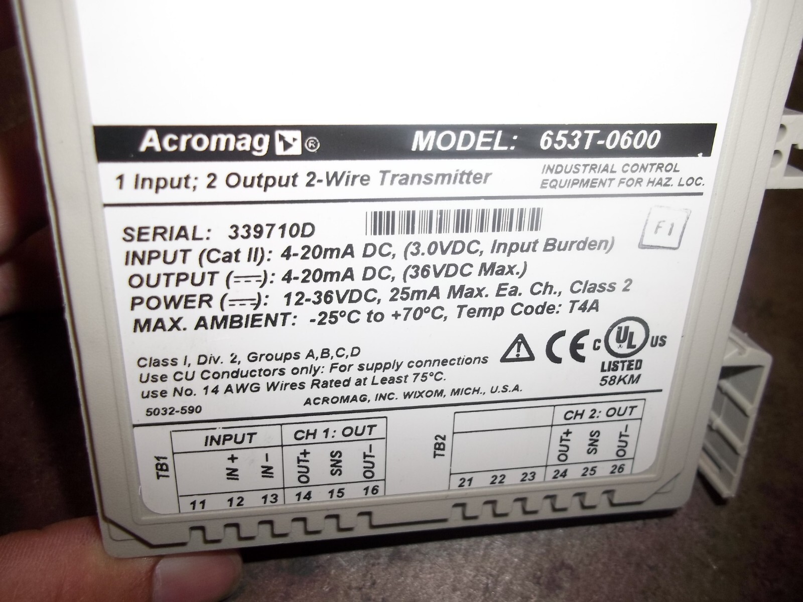 ACROMAG 653T-0600 TWO-WIRE TRANSMITTER (106) | eBay