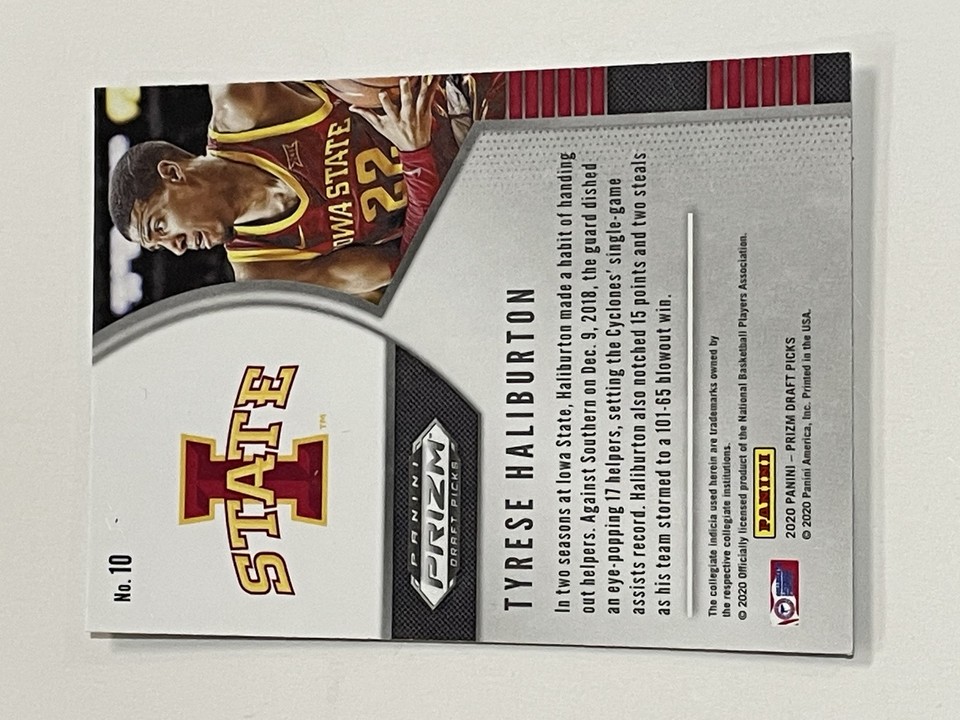 2020 Prizm Draft Picks Basketball #10 - Tyrese Haliburton RC - Iowa ...