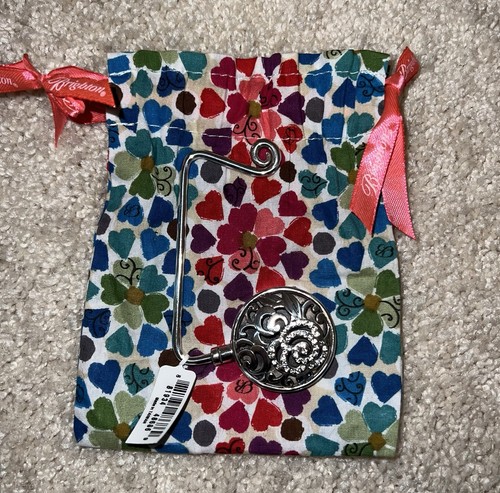 NWT Brighton Deco Rose Silvertone Crystal Flower Handbag Hook With ...
