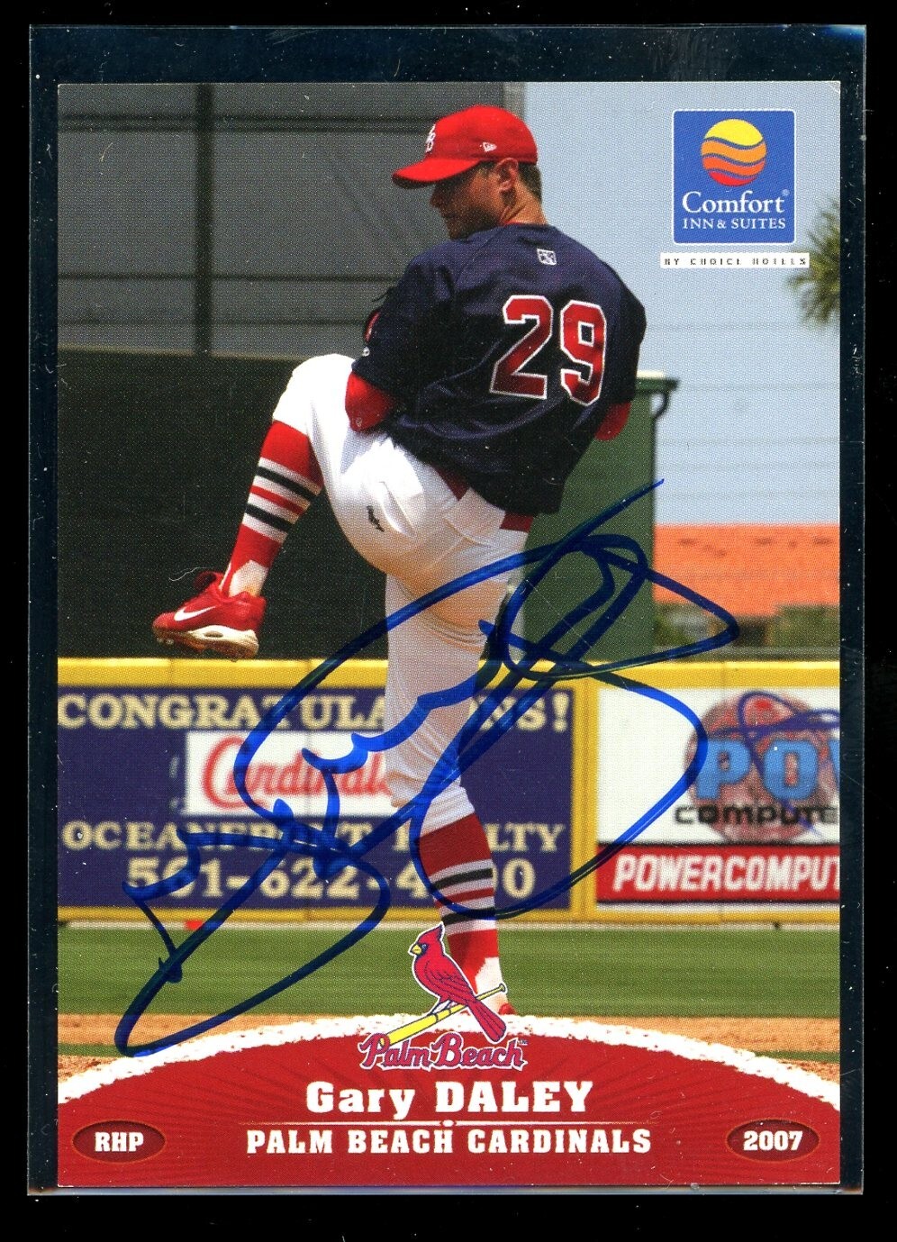 2007 Palm Beach Cardinals GARY DALEY Signed Card autograph | eBay
