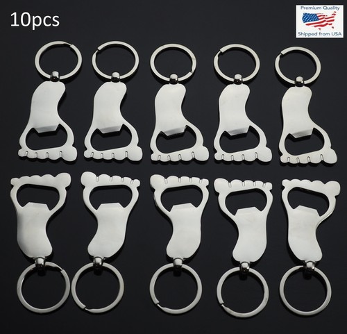 10 PCS Bigfoot Foot Toes Shape Keychain Smooth Silver Color Bottle ...