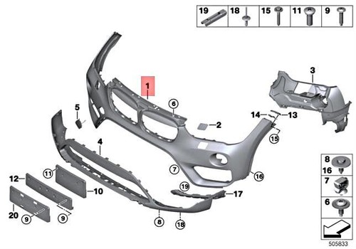Genuine BMW X1 F48 X1 16d 18d 18dX 18i Panel Bumper Primed Front ...