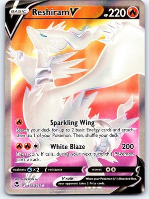 Reshiram V (Full Art) 172/195 Near Mint SWSH12: Silver Tempest Pokemon ...