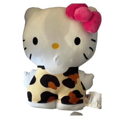 Hello Kitty LARGE 18" Plush Cuddle Pillow Buddy Bedding Leopard ...