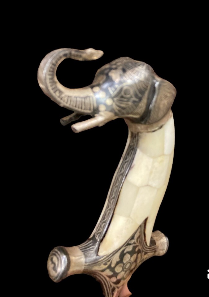 Antique Damascus Knife Mughal Dagger Blade Koftgari Silver Hand Carved ...