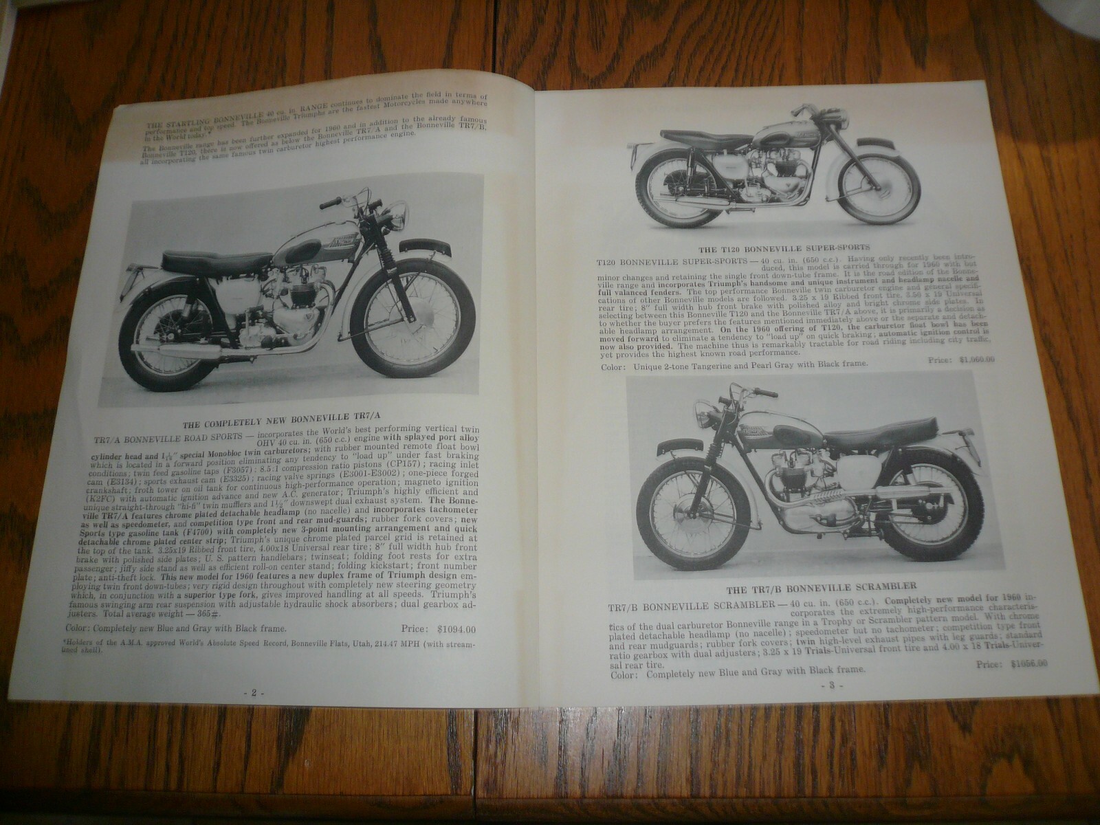 1960 Triumph Corporation Specification of the Triumph Program - Vintage ...